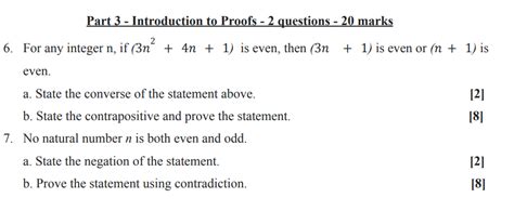 Solved 6 For Any Integer N If 3n24n1 Is Even Then