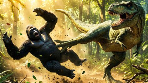 Dinosaur Attacks Jungle King Kong Enters Epic Jungle Battle Full
