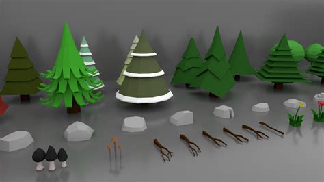 Low Poly Normal Snow Trees Pack 3d Model By Viperjr3d