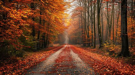 가을 숲의 길 가을 떨어지다 나무 배경 일러스트 및 사진 무료 다운로드 Pngtree