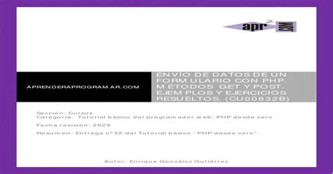 Envio Datos Formulario Php Metodos Get Post Ejemplos Resueltos Pdf Document
