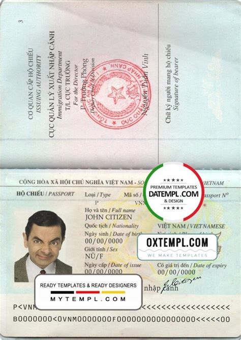 Vietnam Passport Example In Psd Format Fully Editable Mytempl