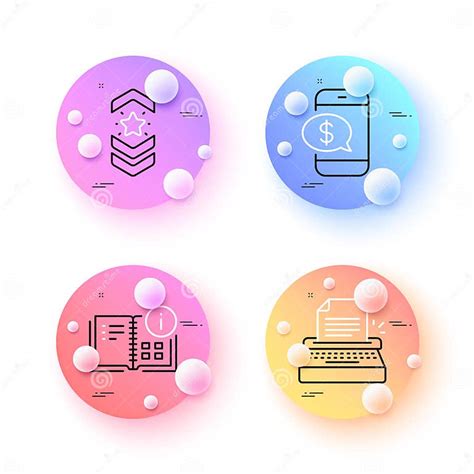 Instruction Info Phone Payment And Typewriter Minimal Line Icons For Web Application Printing