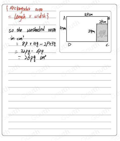 Solved Diagram Shows A Rectangle ABCD Diagram Find The Unshaded Area In Cm Marks