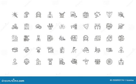 Strategy Ideas Linear Icons Line Signs Set Vector Collection Stock Vector Illustration Of