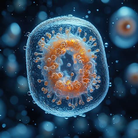 Intricate Depiction Of A Virus Cell Under A Microscope Highlighting Its Complex Structure