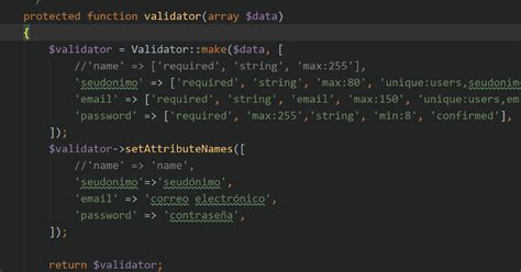 pathros cómo personalizar los campos de validación en laravel
