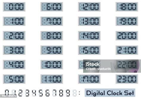 Digital Clock Illustration Set Stock Illustration Download Image Now Digital Clock 2 O