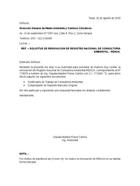 Solicitud De Renovacion Renca Pdf