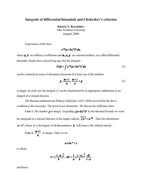 Chebyshev Integral Integer