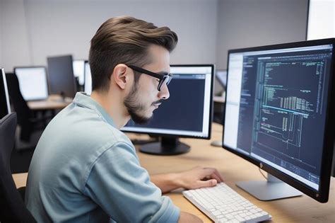 Computer Programmer Using Development Software Premium Ai Generated Image