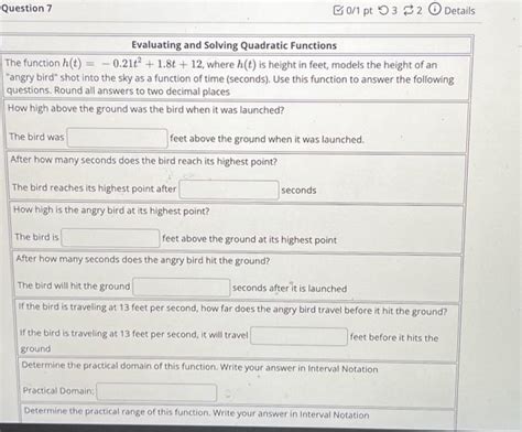 Solved Evaluating And Solving Quadratic Functions The Chegg