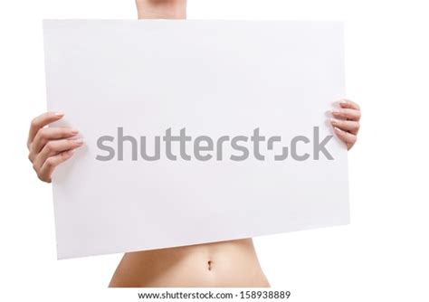 Naked Woman Holding Empty White Blank Stock Photo Shutterstock