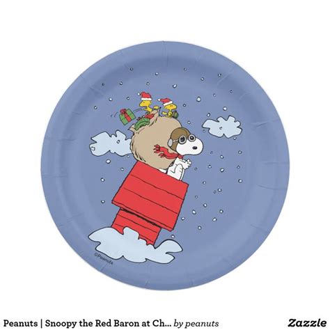 Peanuts Snoopy The Red Baron At Christmas Paper Plates Zazzle