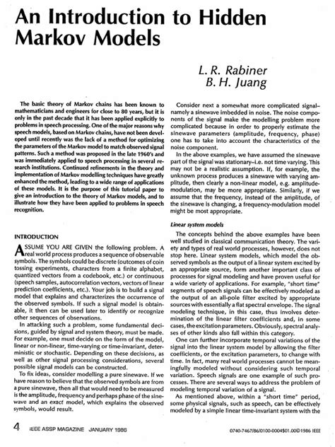 Rabiner1986 An Introduction To Hidden Markov Models Pdf