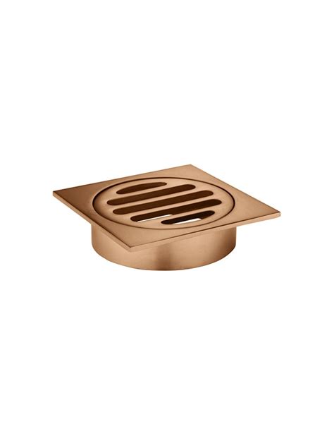 Square Floor Grate Shower Drain 80mm Outlet Lustre Bronze Romano