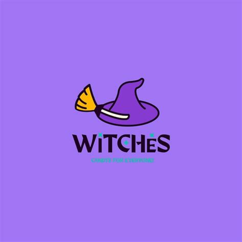 Premium Vector Cute Halloween Logo With A Witch Hat