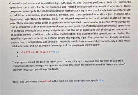 Solved Console Based Numerical Calculators Ie Matlab R