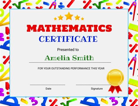 Math Award Certificate Template Postermywall Worksheets Library
