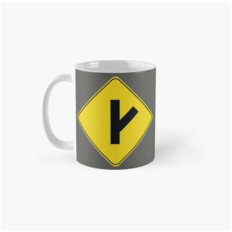 Caution Road Sign Y Intersection Classic Mug