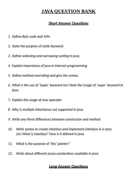 Java Previous Question Paper Qb Pdf