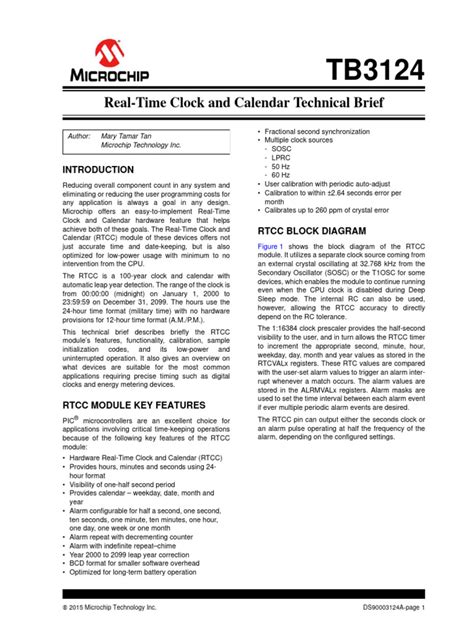 Real Time Clock And Calendar Technical Brief Pdf Microcontroller Analog To Digital Converter