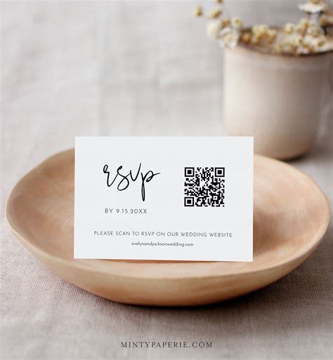 RSVP Card Template QR Code Wedding Response Online Reply Card Editable Template