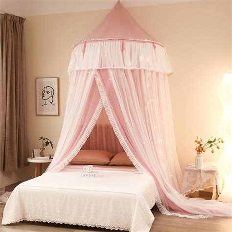 Aikasy Pinkwhite Princess Bed Canopy For Girls India Ubuy