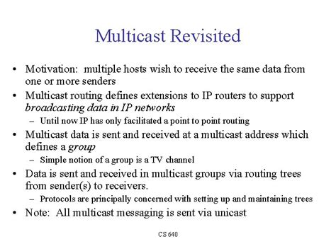 Multicast Outline Multicast Revisited Protocol Independent Multicast SM