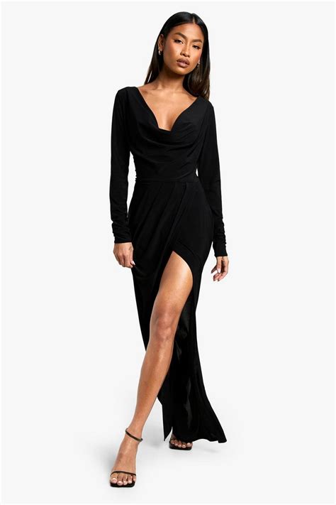 Long Sleeve Wrap Maxi Dress Boohoo Ie