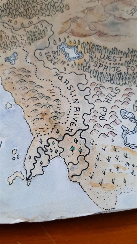 Handmade Fantasy Map Pen And Watercolor Original Pen And Watercolor