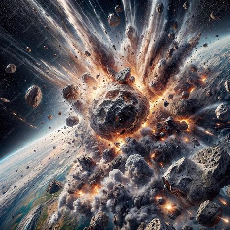 Meteorite Crashing Into The Earth Premium Ai Generated Image