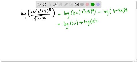 SOLVED Write The Logarithm As A Sum Or Difference Of Logarithms Simplify Each Term As Much As