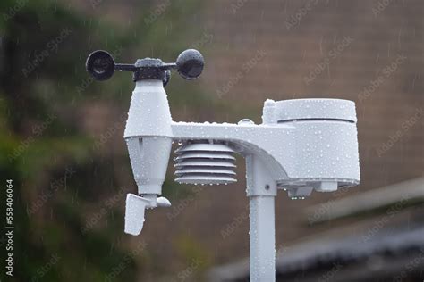 Weather Station Measuring Temperature Humidity Precipitation Wind