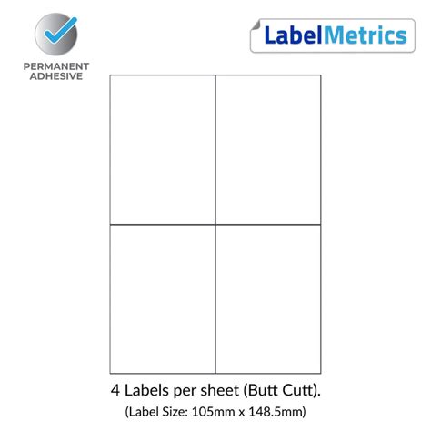 A4 Laser Labels Inkjet Labels 4 Per Sheet 105mm X 1485mm Ll04n