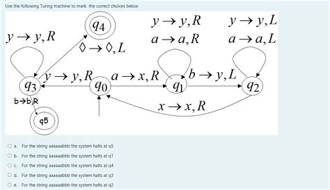 Solved Use The Following Turing Machine To Mark The Correct