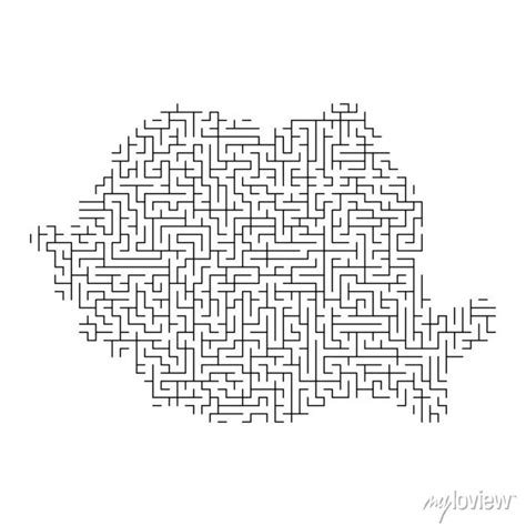 Romania Map From Black Pattern Of The Maze Grid Vector Illustration Wall Mural • Murals Design