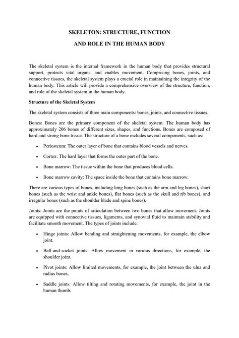 SOLUTION Skeleton Structure Function And Role In The Human Body Studypool