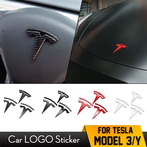 테슬라 모델 3 모델리 휠 전면 후면 트렁크 자동차 로고 엠블럼 스티커 스티어링 휠 배지 액세서리 외관 액세서리