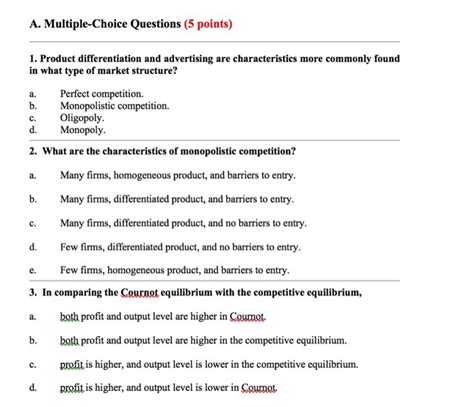 Solved A. Multiple-Choice Questions (5 points) 1. Product | Chegg.com