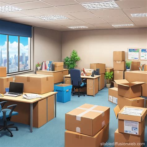 Animated Office Relocation Scene Stable Diffusion Online