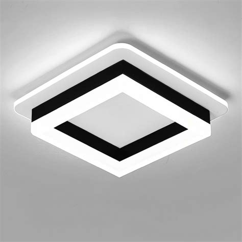 Caneoe Square Modern Led Ceiling Light Fixture 24w Black Flush Mount