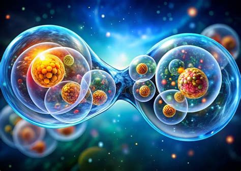 Understanding Binary Fission A Detailed Educational Illustration Of Cell Division Stock