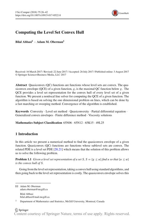 Computing The Level Set Convex Hull Request Pdf