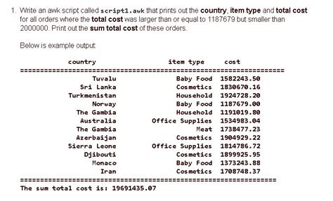 1 write an awk script called script1 awk that prints