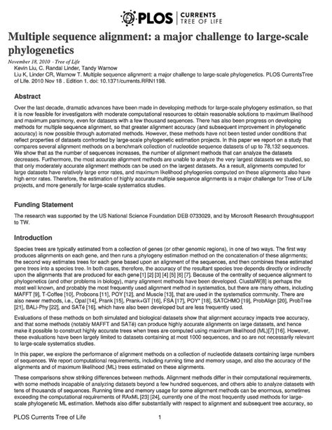 Pdf Multiple Sequence Alignment A Major Challenge To Large Scale