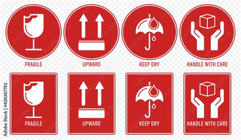 Fragile Package Icons Set Handle With Care Logistics And Delivery