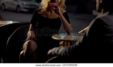 Attractive Blond Female Seducing Man On Stock Photo Edit Now