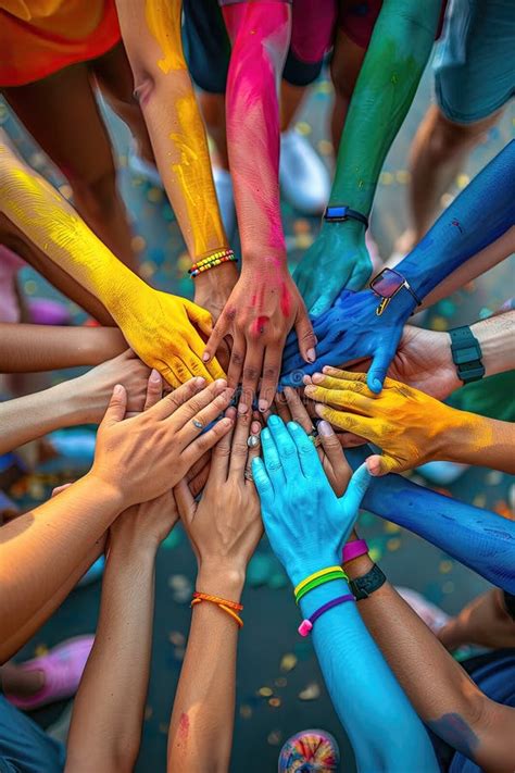 Colorful Hands Together In Unity Vibrant And Diverse Stock Illustration Illustration Of