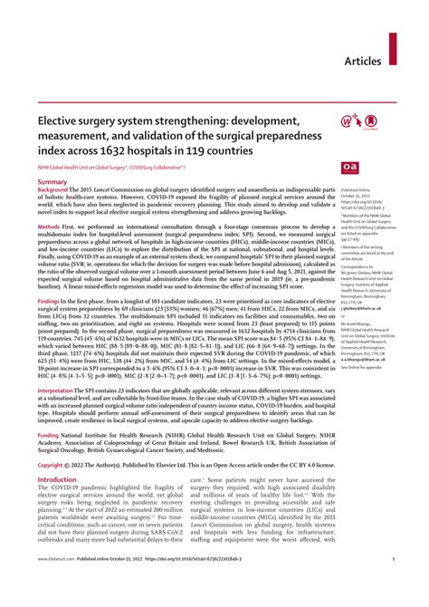 Pdf Elective Surgery System Strengthening Development Measurement